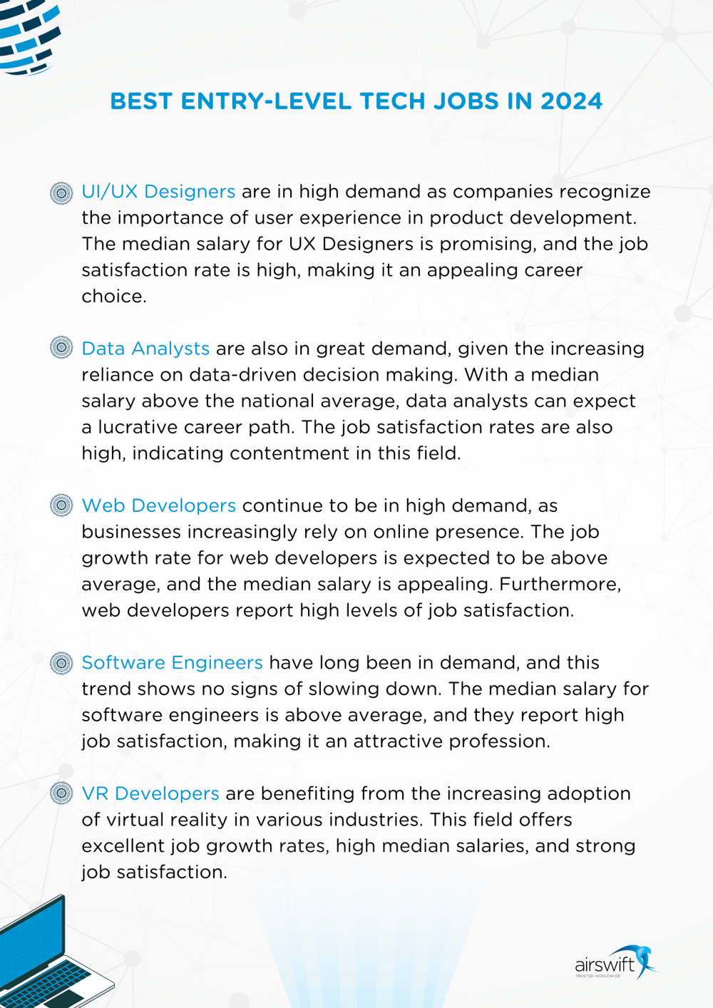 5 best entry level tech jobs in 2024