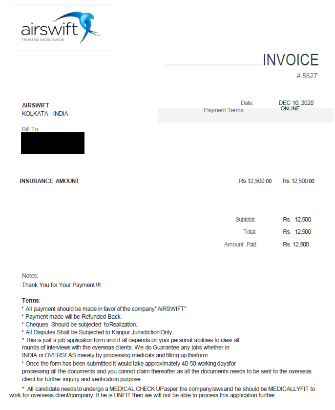 Recruitment and phishing scams